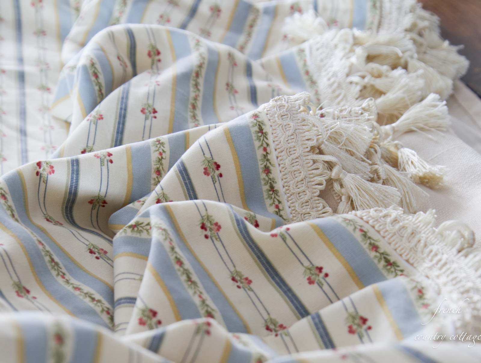 Ticking stripes, jute webbing & a treat - French Country Cottage