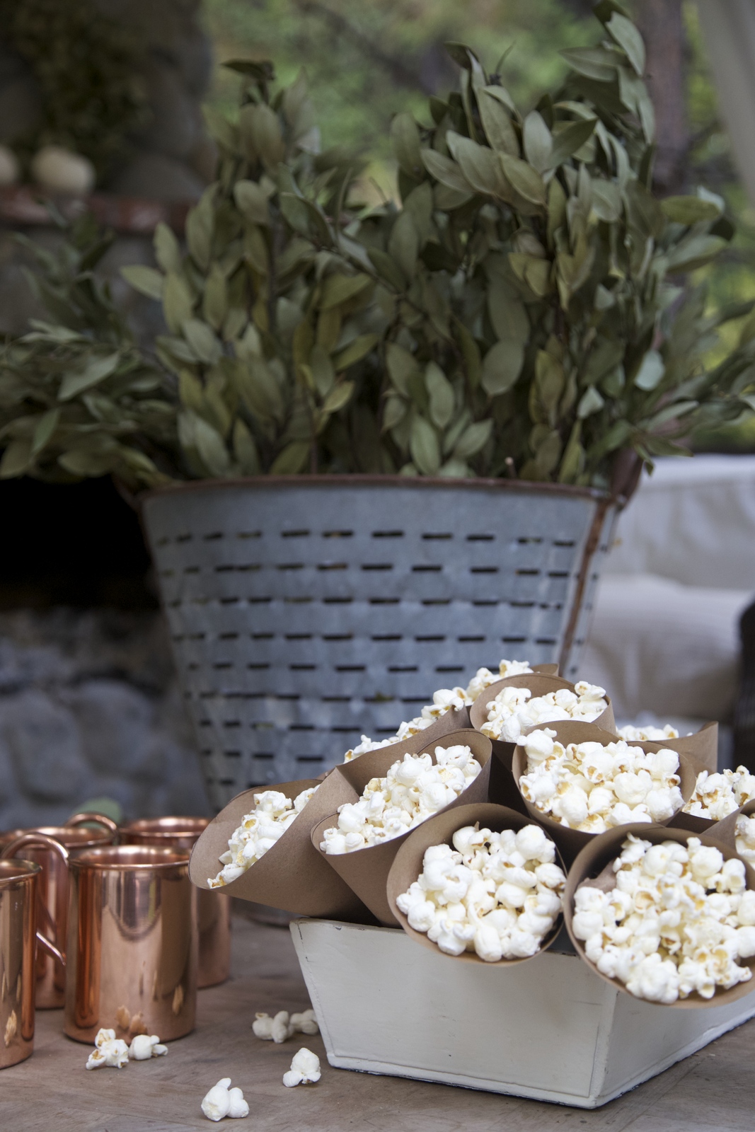Easy Entertaining~ Popcorn in paper cones - French Country Cottage