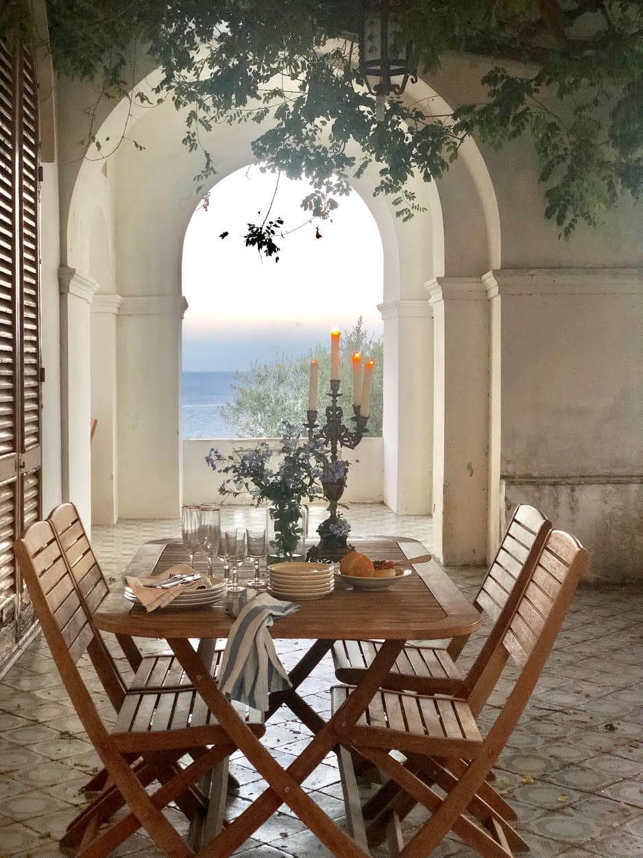 A table in Capri & Vegetarian Harvest Lentil Soup - French Country Cottage