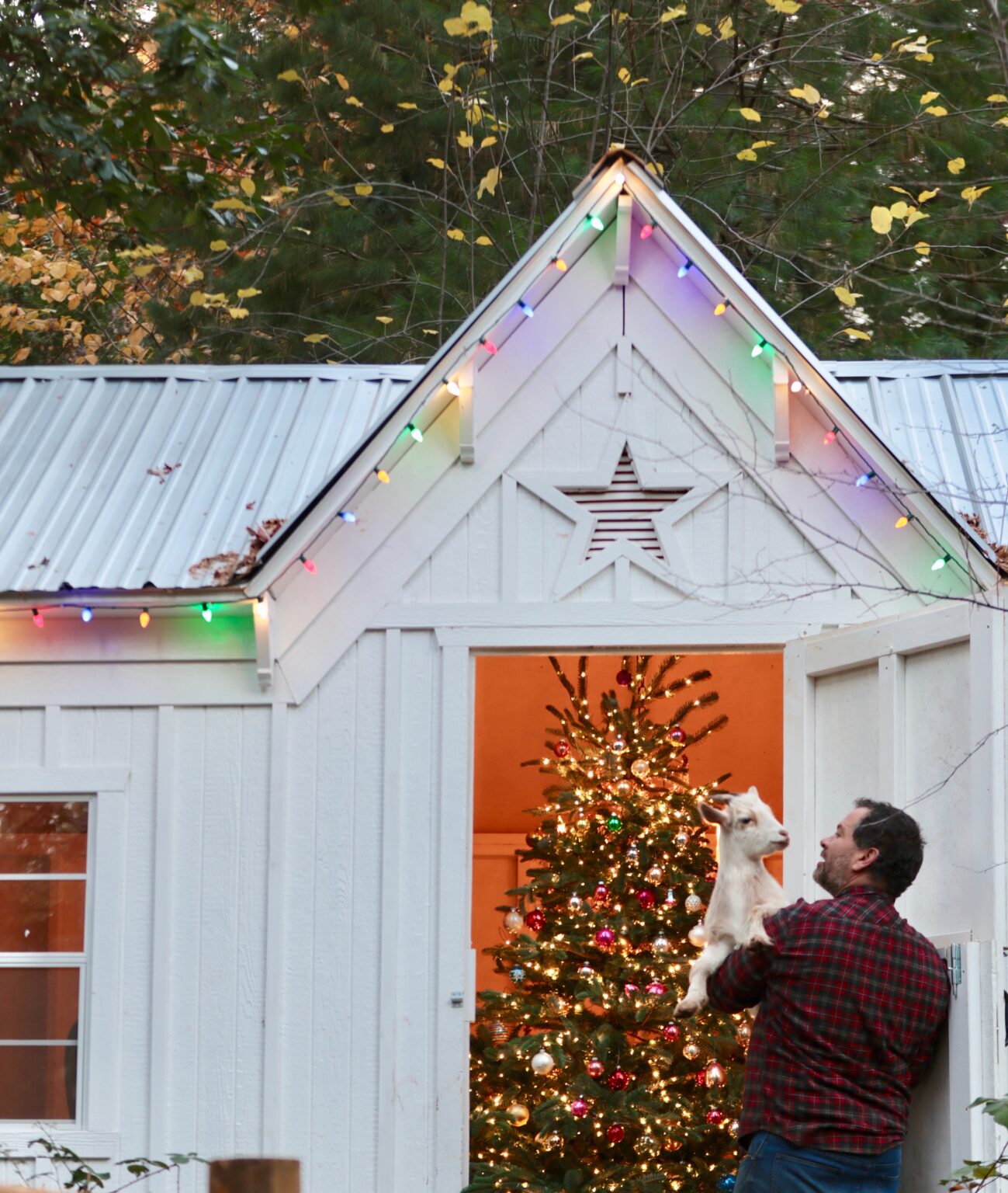 Vintage Christmas Inspired Tree & Barn - French Country Cottage