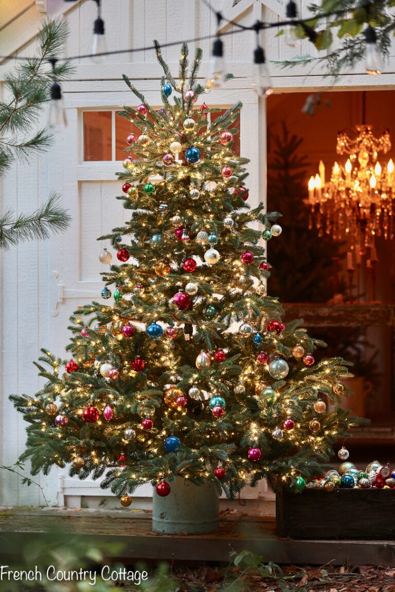 Vintage Christmas Inspired Tree & Barn - French Country Cottage
