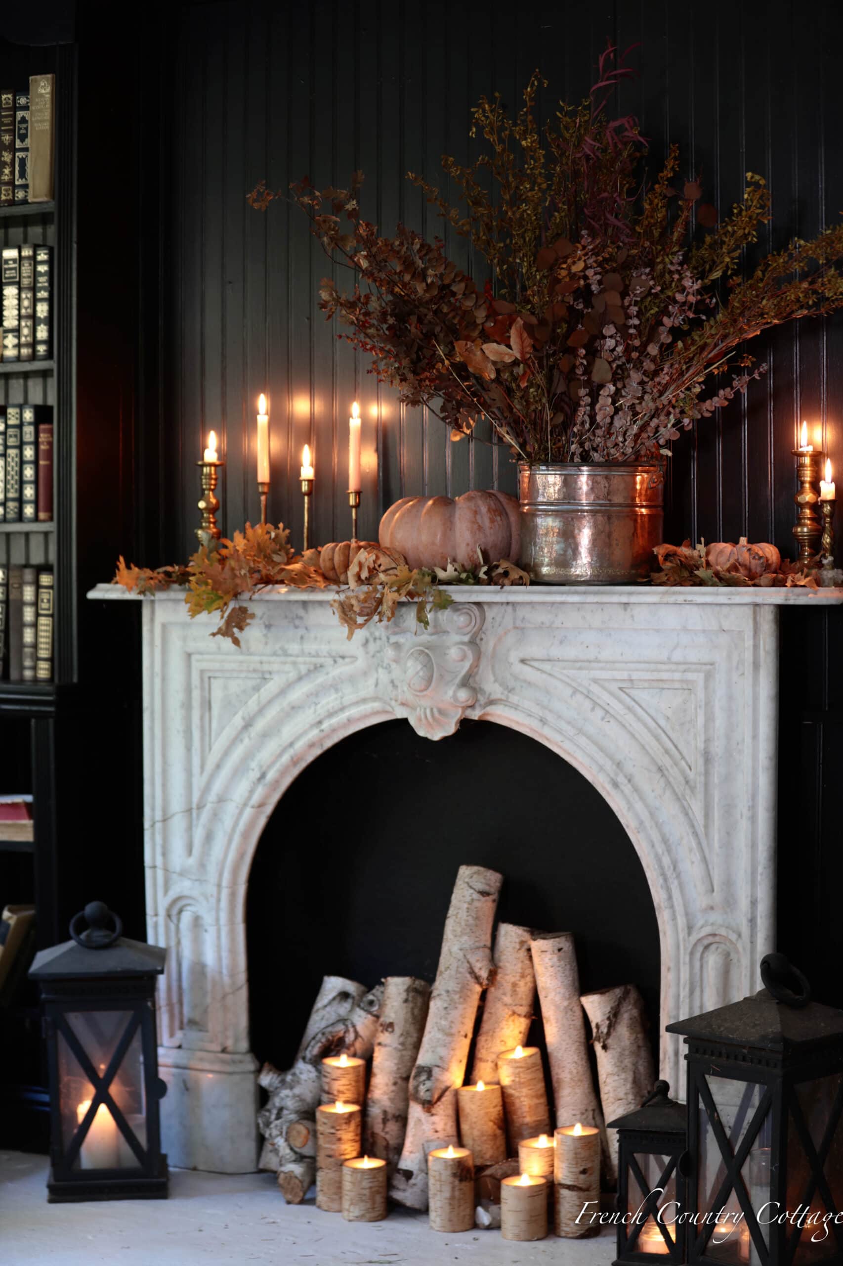 Beautiful Moody Foraged Autumn Mantel - French Country Cottage