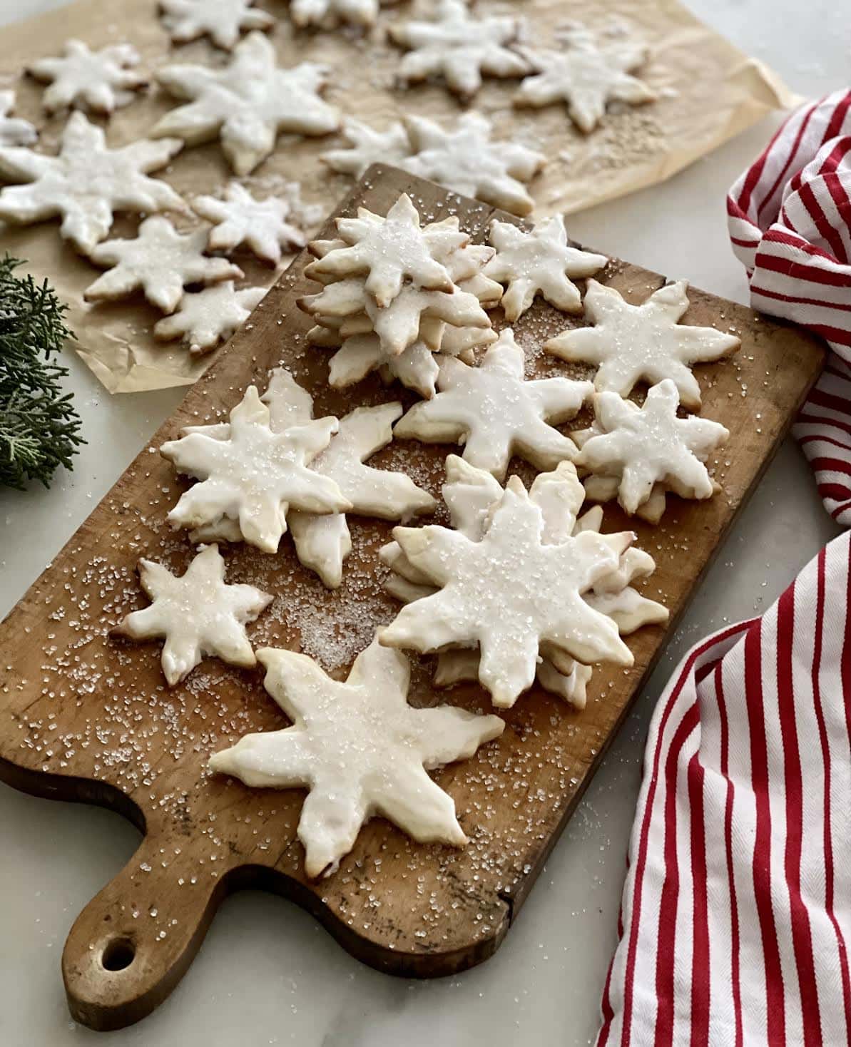 Sugar Sprinkled Lemon Snowflake Christmas Cookies - French Country Cottage