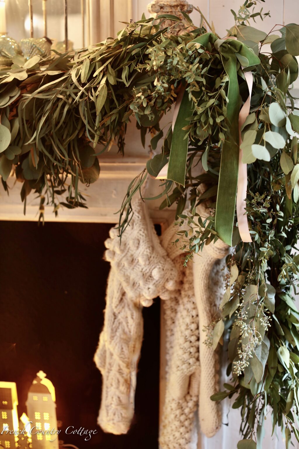 European Inspired Christmas Fireplace Mantel - French Country Cottage