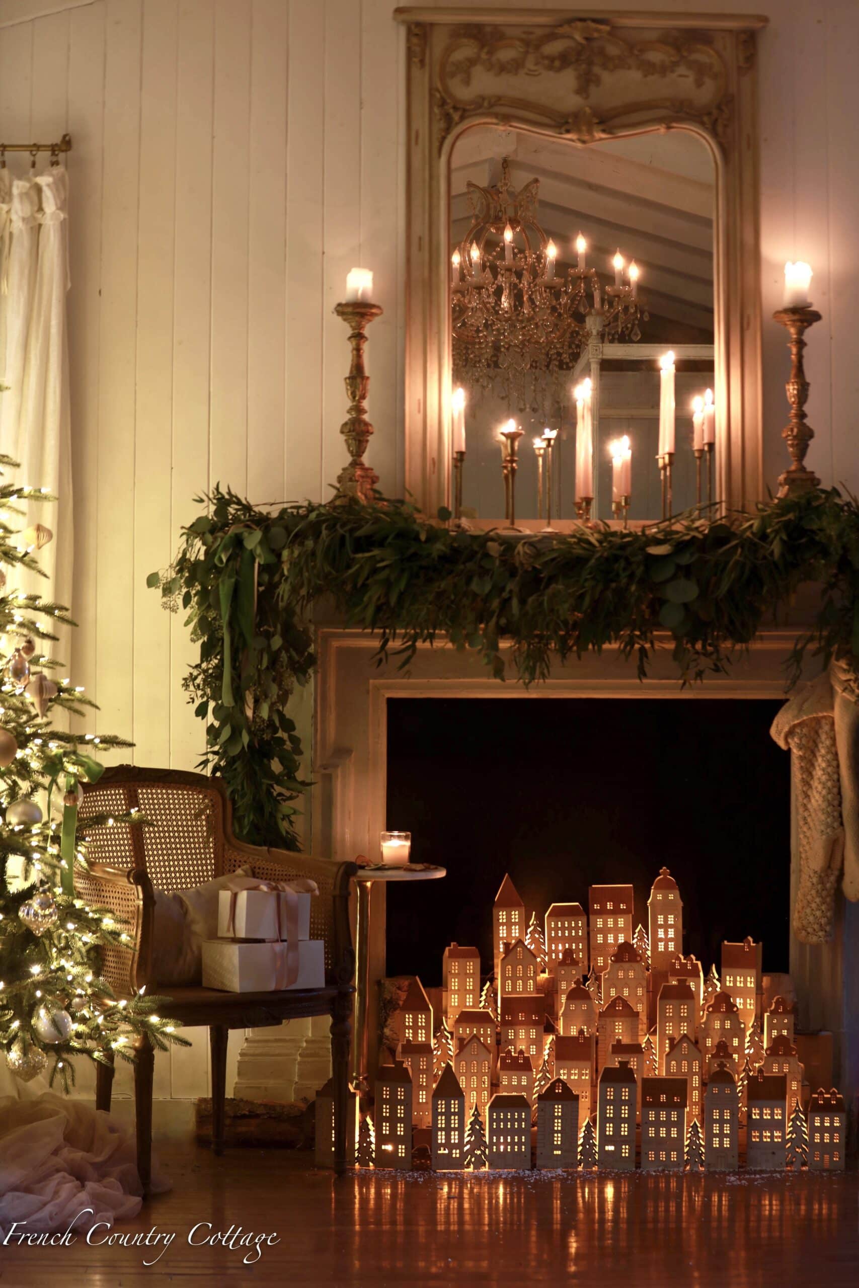 Christmas Fireplace Village - French Country Cottage