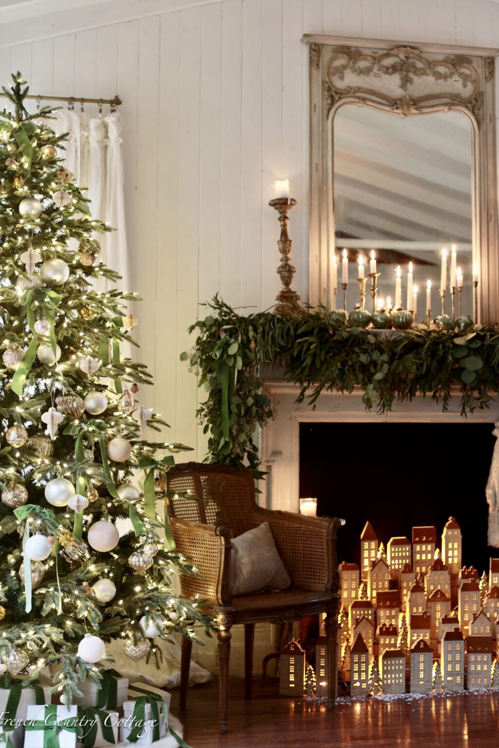 European Inspired Christmas Fireplace Mantel - French Country Cottage