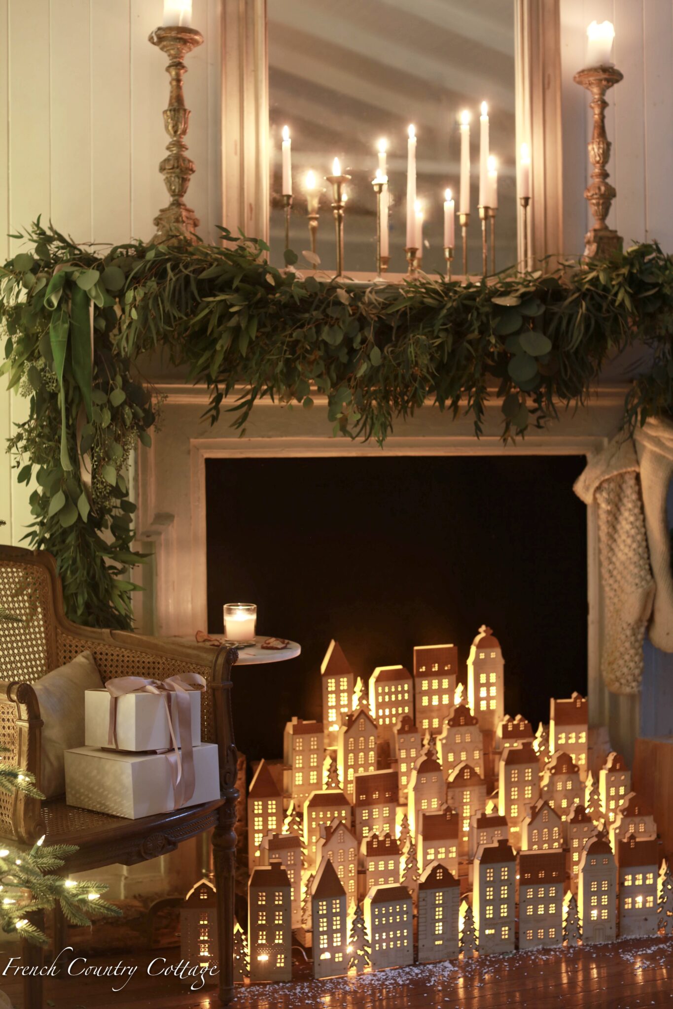 Christmas Fireplace Village - French Country Cottage