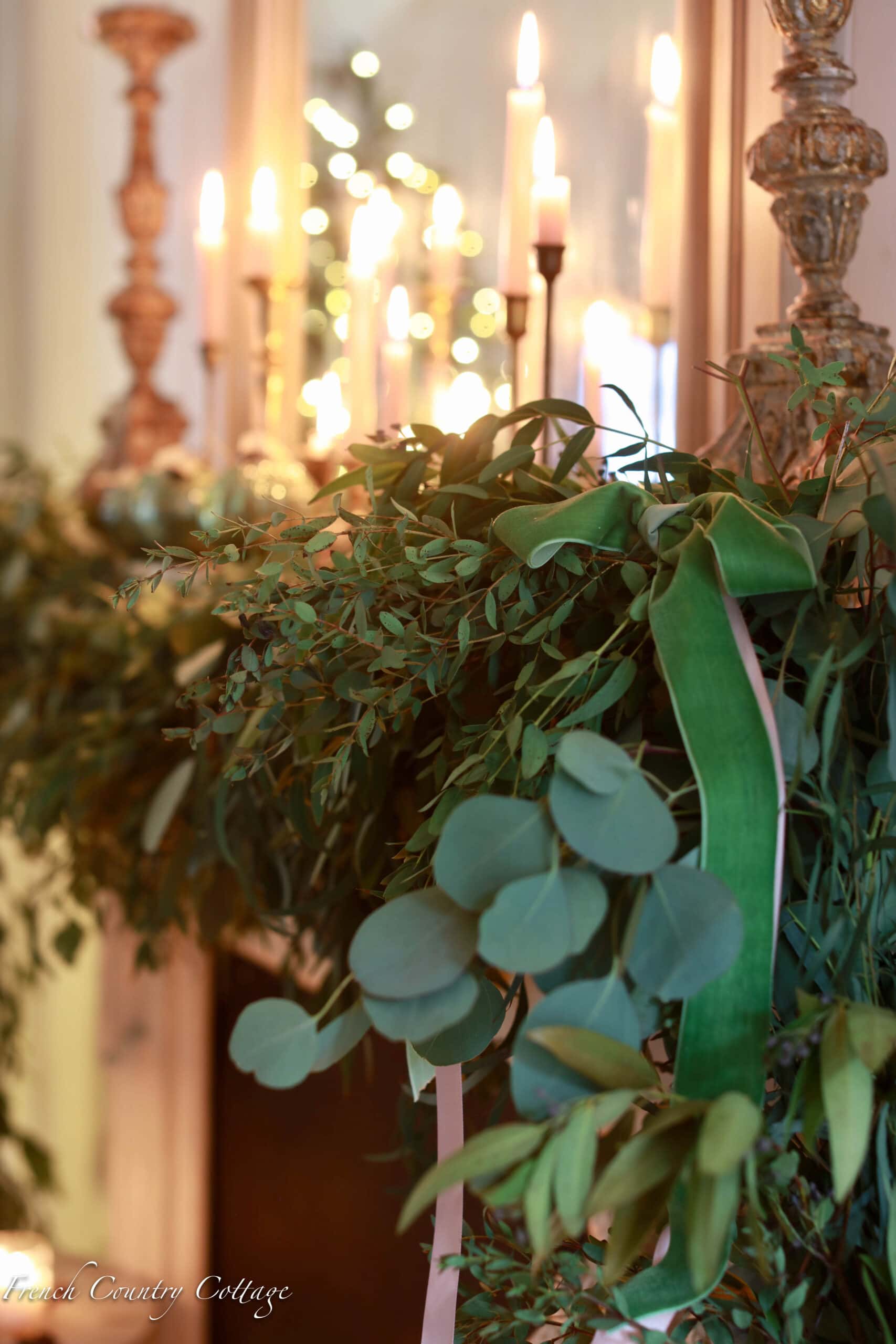 European Inspired Christmas Fireplace Mantel - French Country Cottage