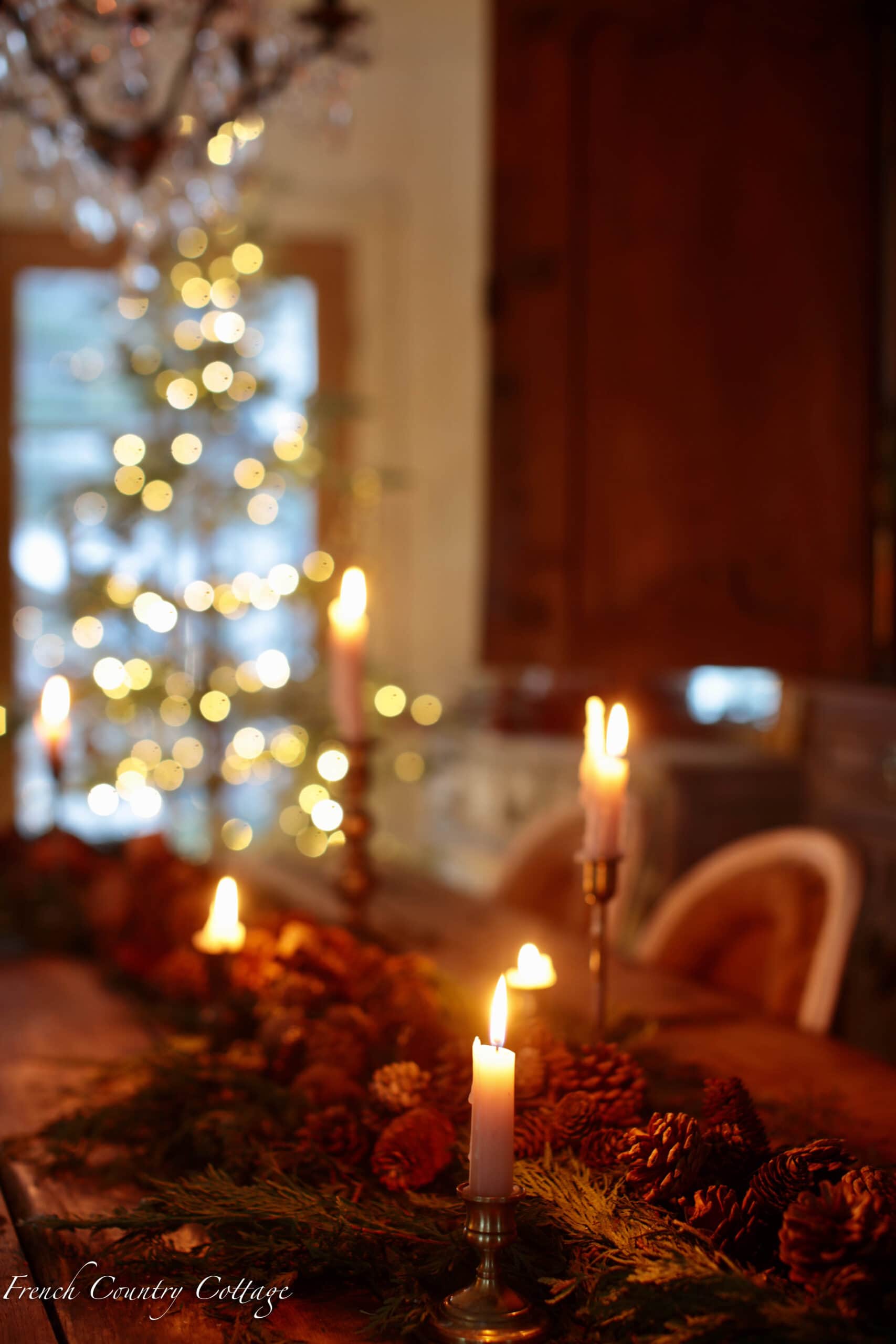 Beautiful Christmas Magic at Night - French Country Cottage