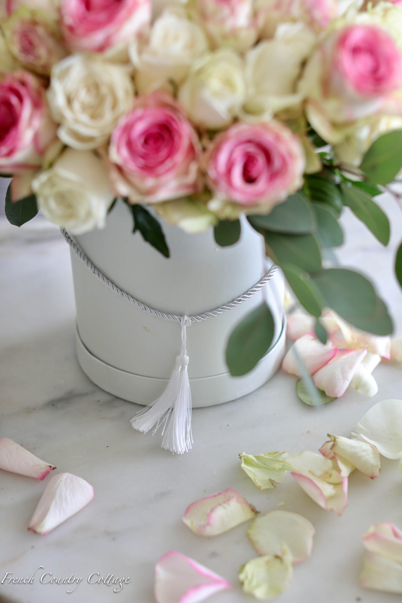 The Easiest DIY Hat Box Flower Arrangement French Country Cottage The Easiest DIY Hat Box Flower Arrangement French Country Cottage