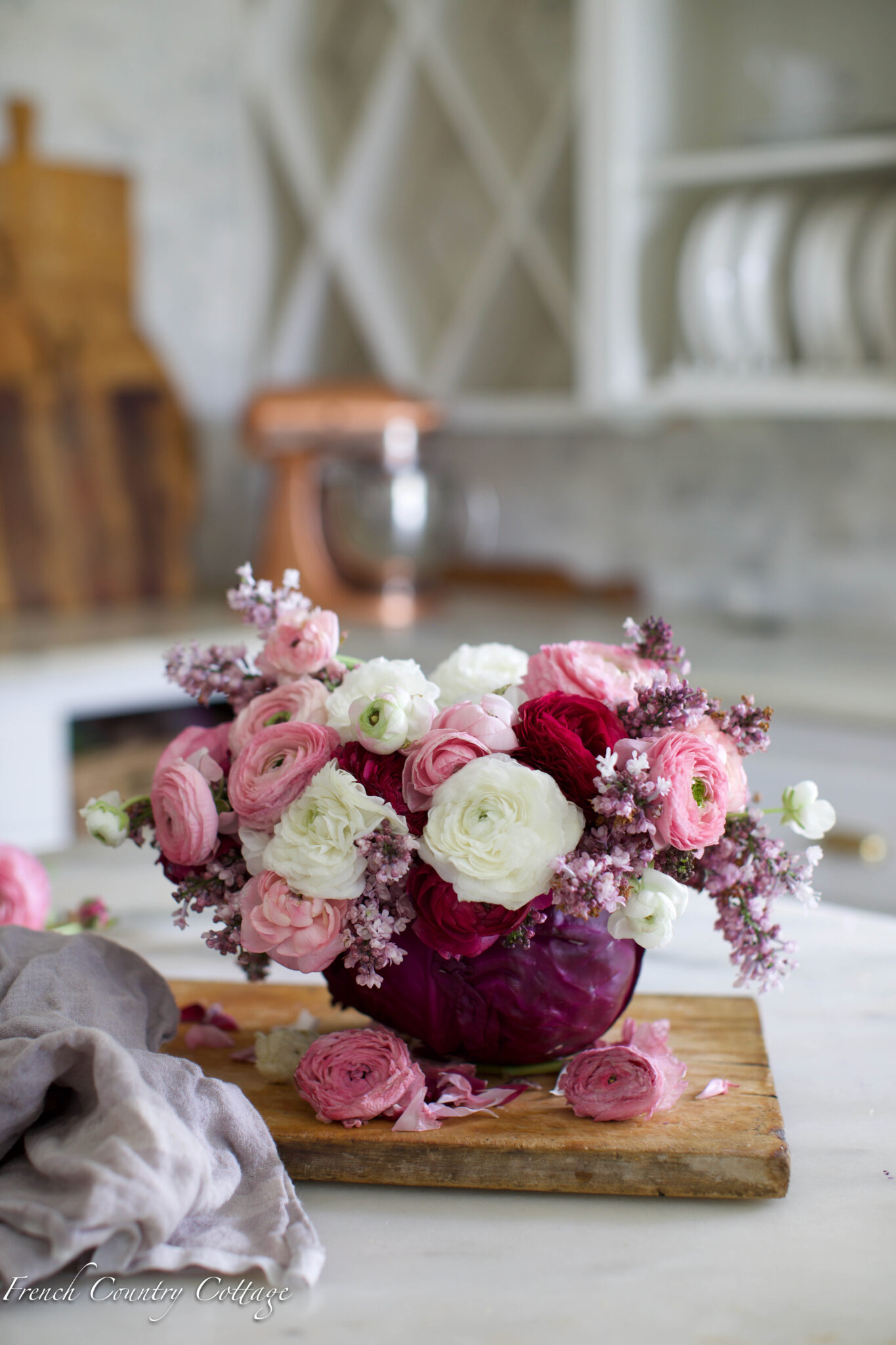 Beautiful Easy Cabbage Flower Arrangement - French Country Cottage