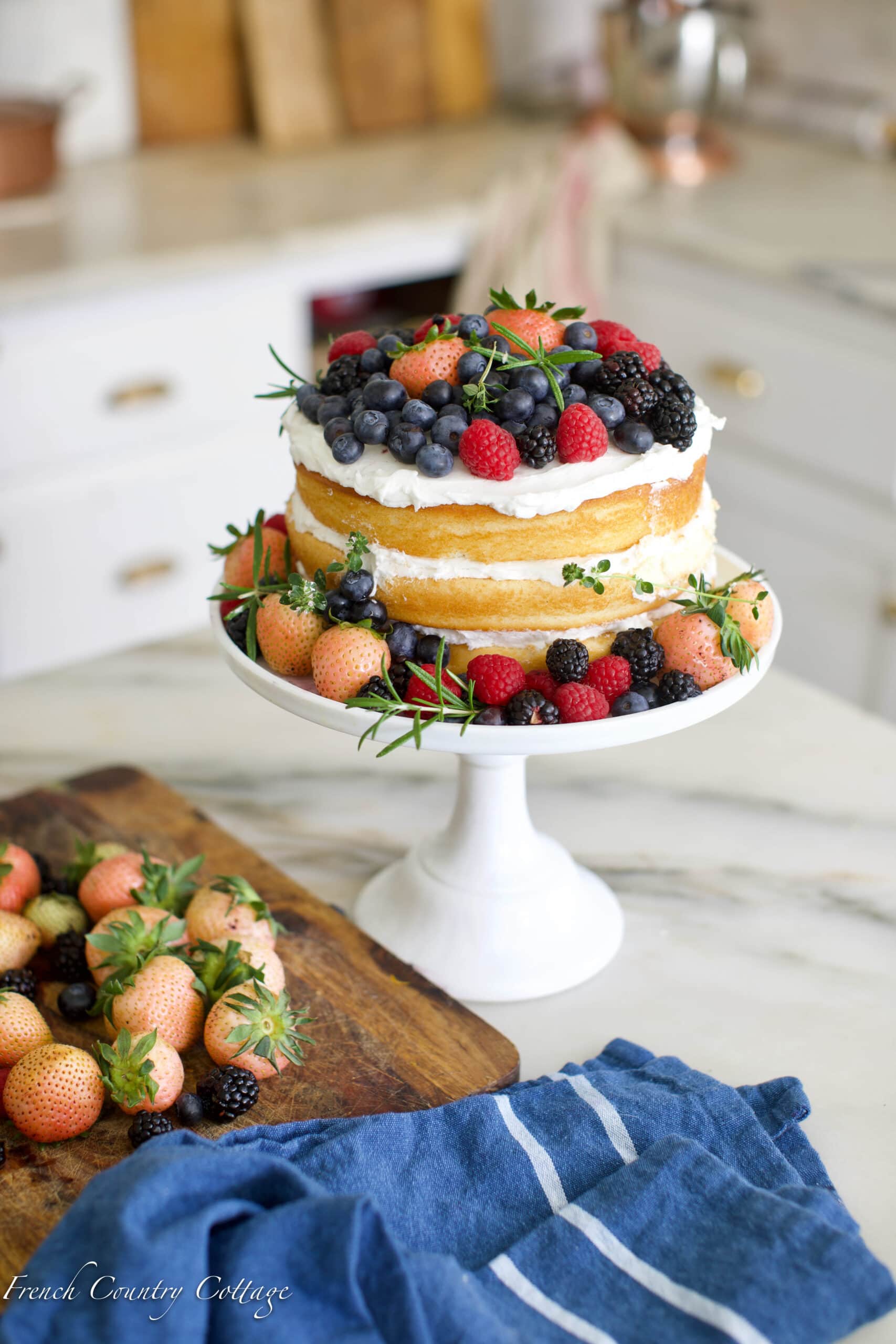 Easy Fresh Fruit Topped Cake - French Country Cottage
