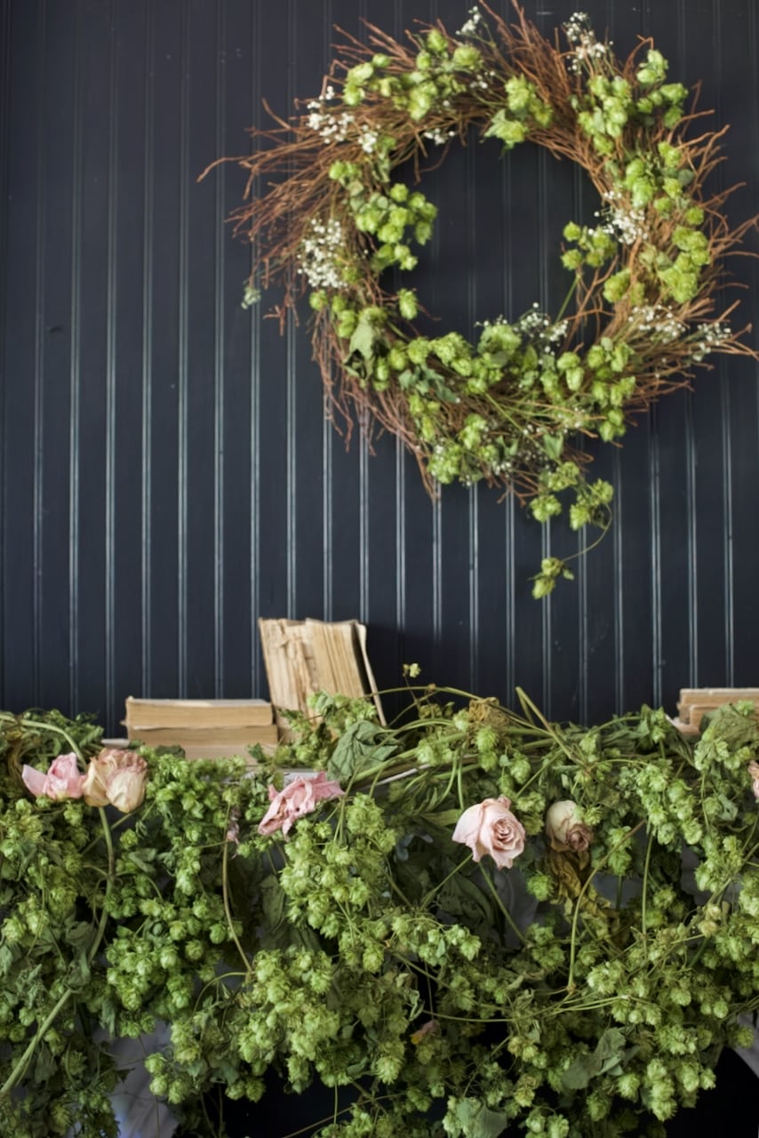 Natural Decorating- DIY Hops Wreath & Garland - French Country Cottage