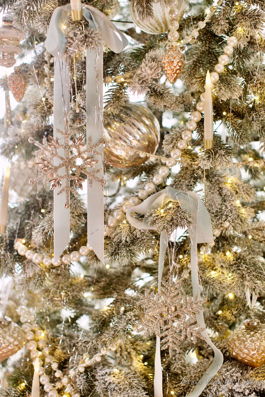 Snowy Silver Christmas Tree - French Country Cottage