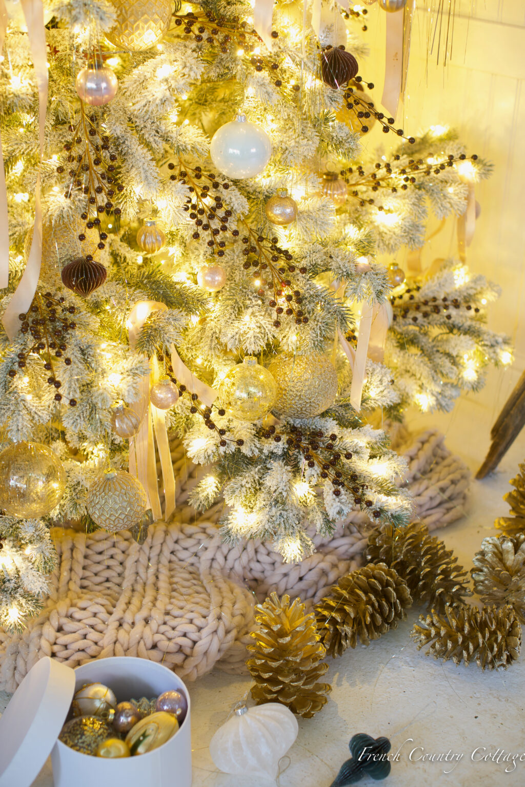 Natural Blush Christmas Tree - French Country Cottage