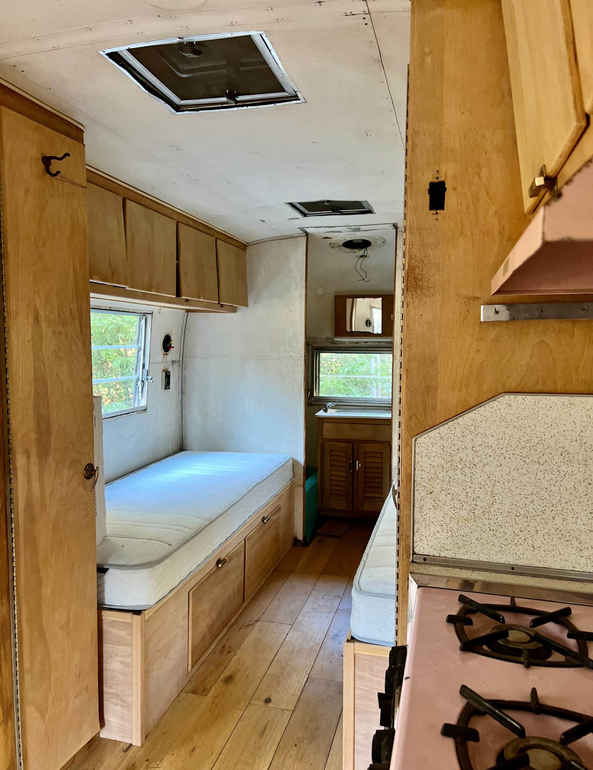 Vintage Avion Trailer- Floors & Beds - French Country Cottage