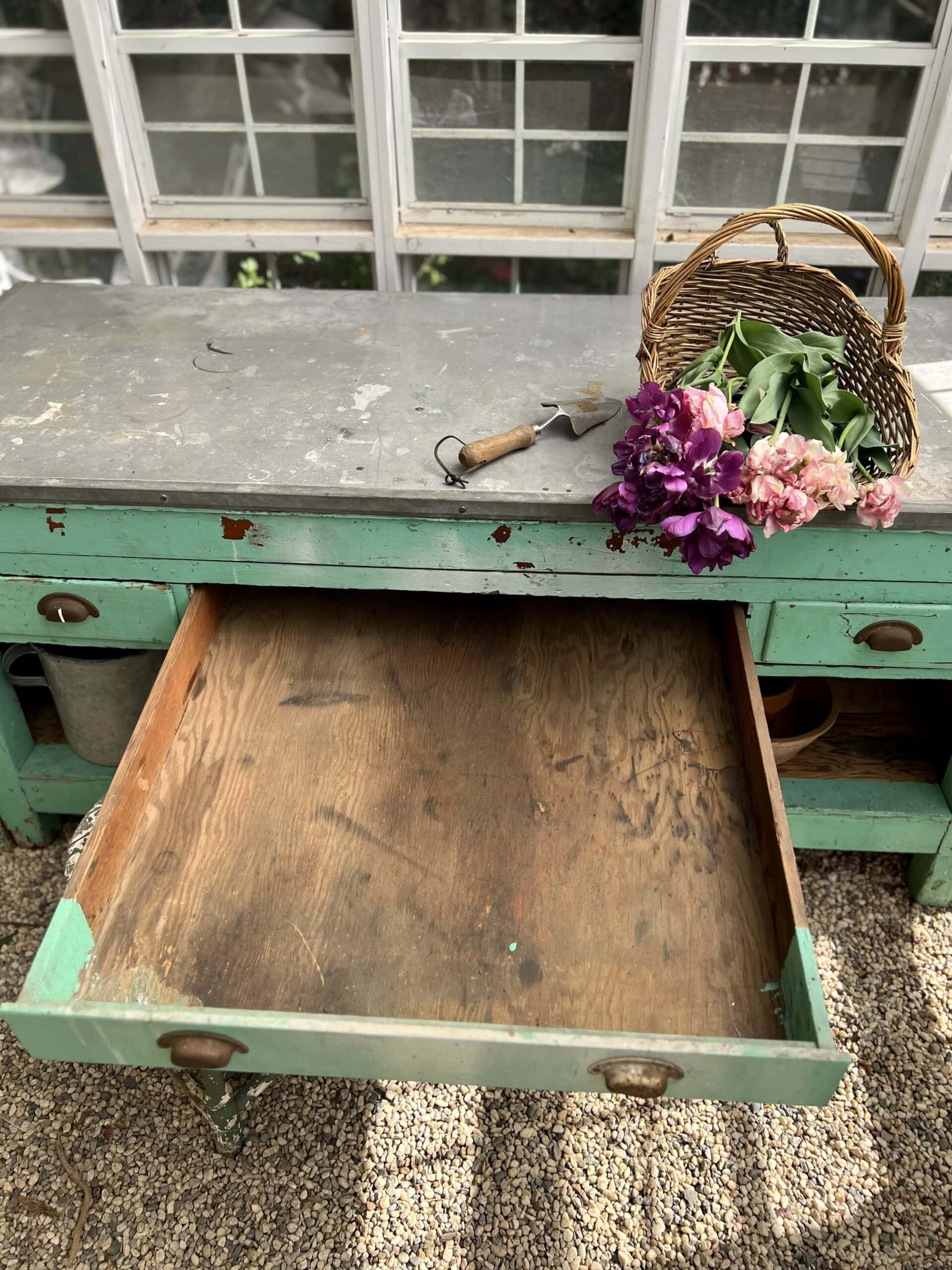 Unique & Charming Antique Work Bench Treasure - French Country Cottage