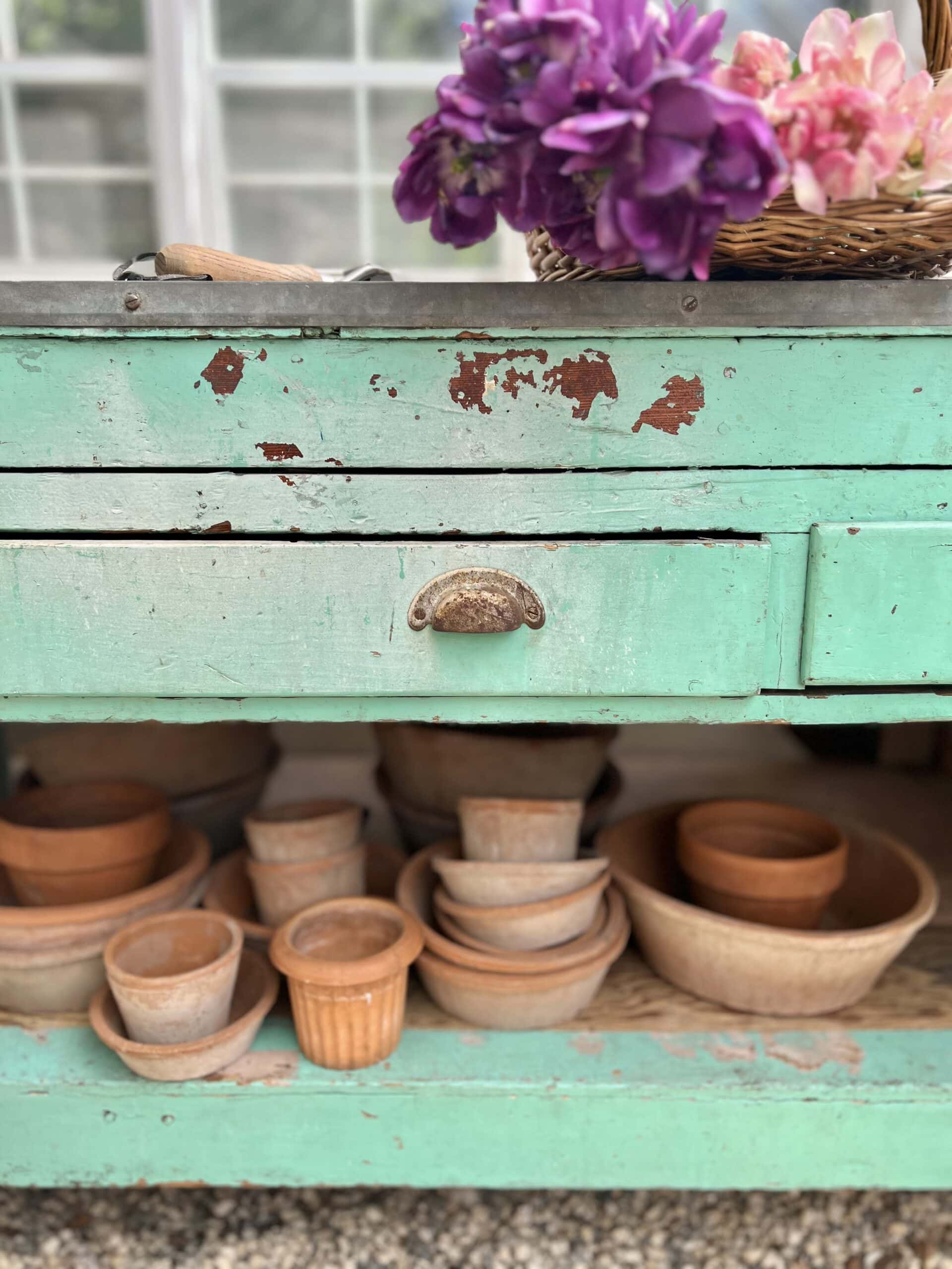 Unique & Charming Antique Work Bench Treasure - French Country Cottage