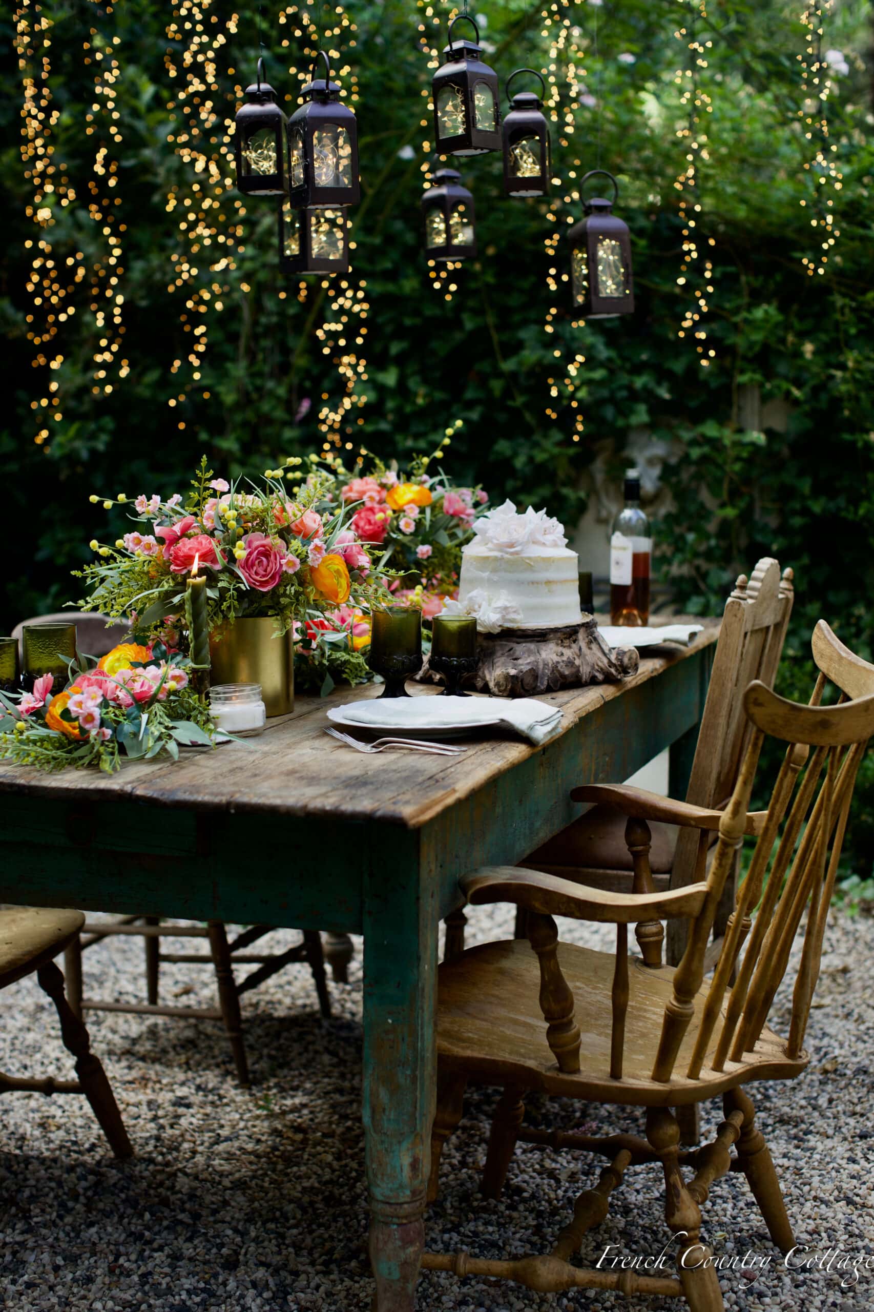 Bold Beautiful Summer Table Under the Stars - French Country Cottage