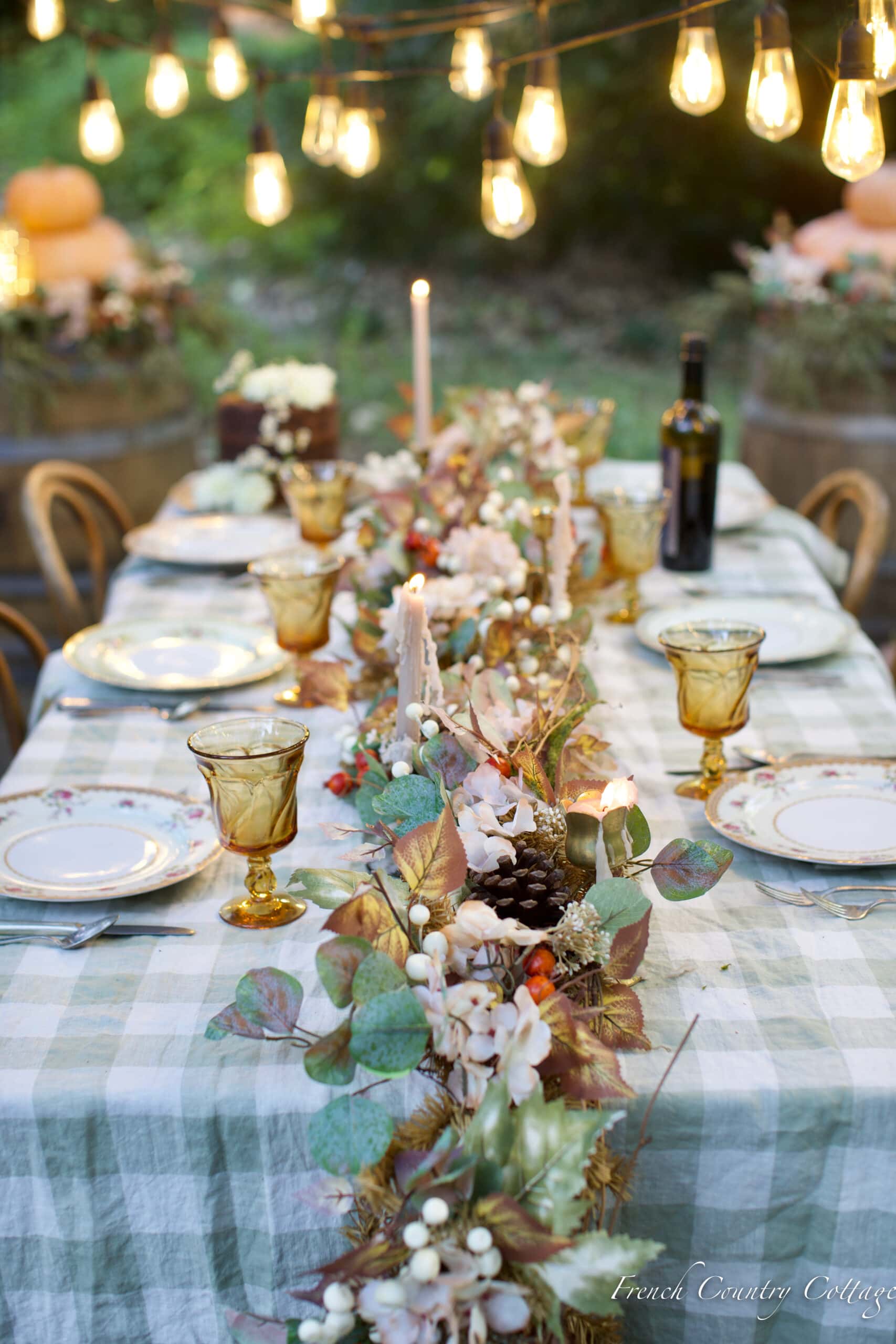 Beautiful softer side of Autumn Table Setting - French Country Cottage