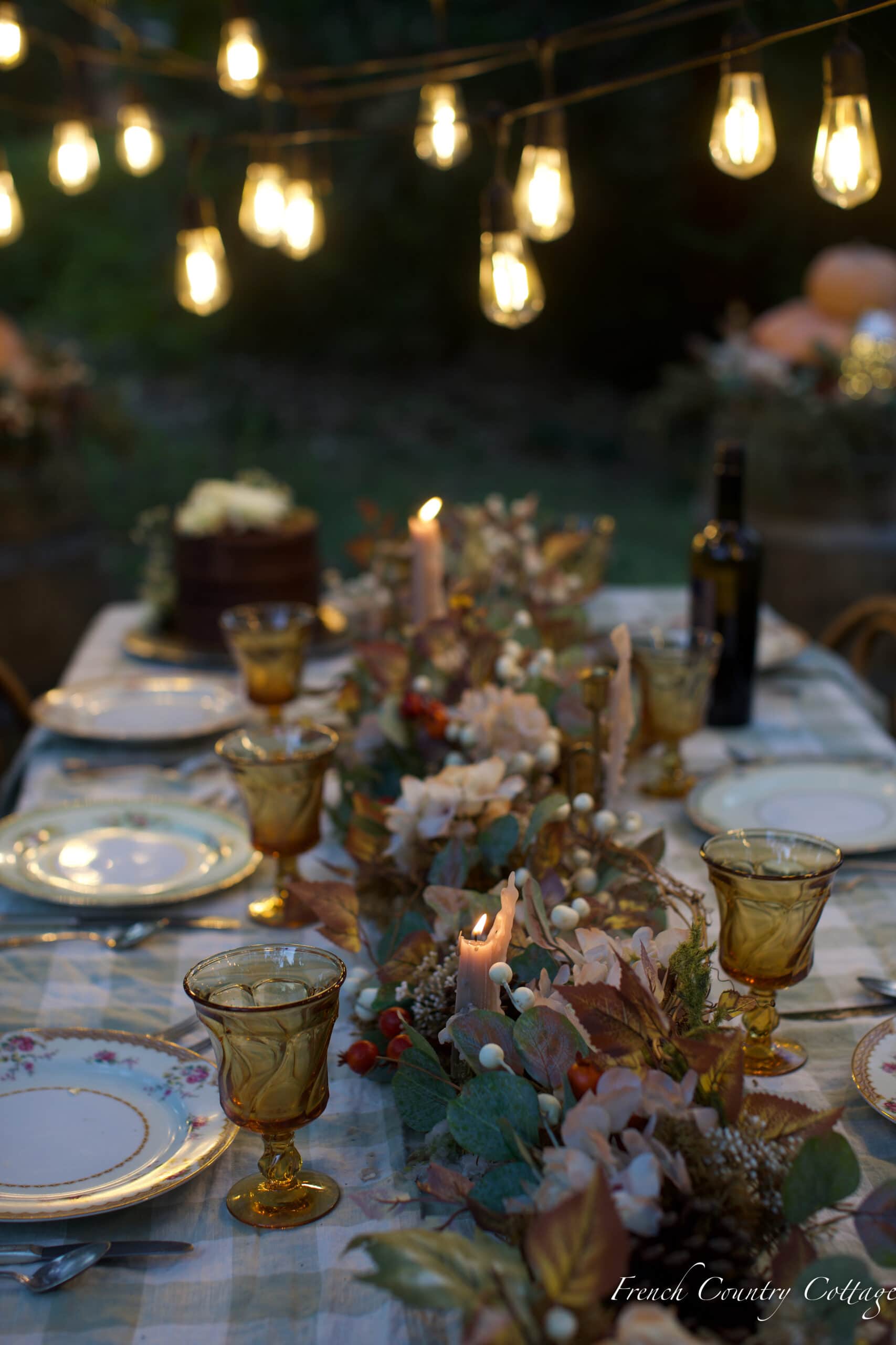 Beautiful softer side of Autumn Table Setting - French Country Cottage