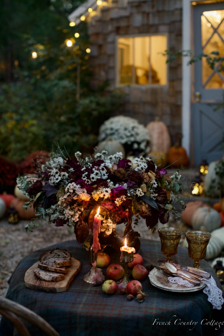 Simple Cozy Autumn Table in the Garden - French Country Cottage