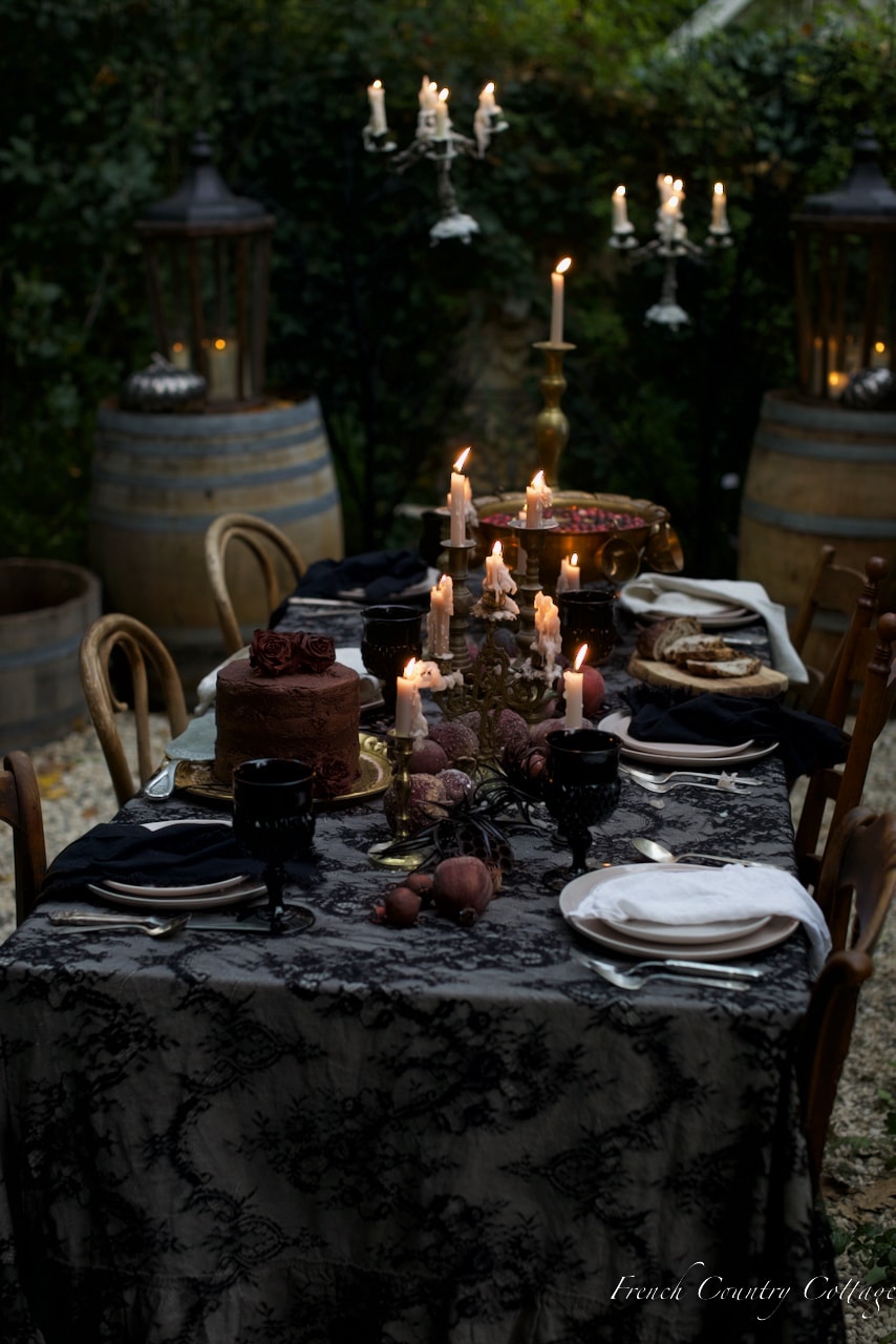 Beautiful Elegant Halloween table setting - French Country Cottage