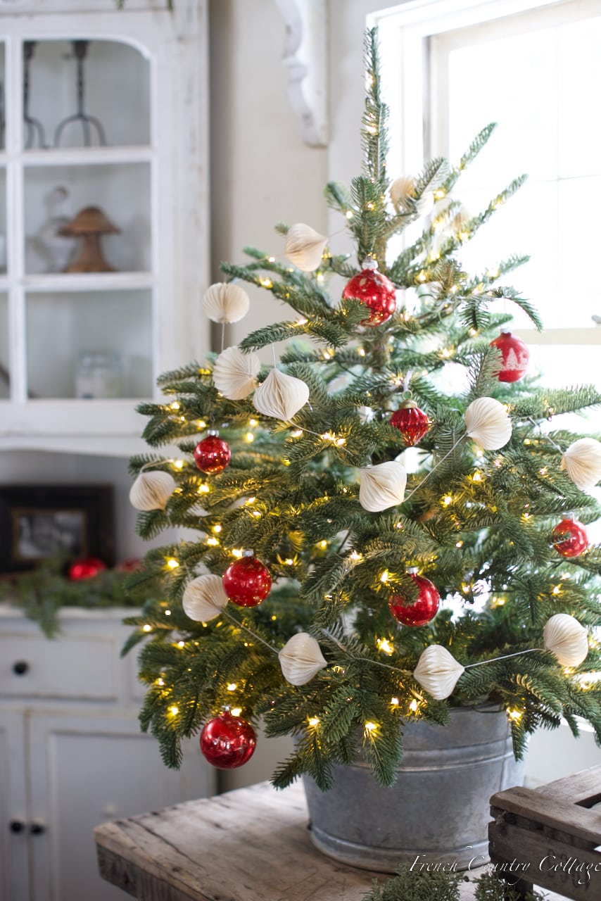 How to decorate with small Christmas trees - French Country Cottage