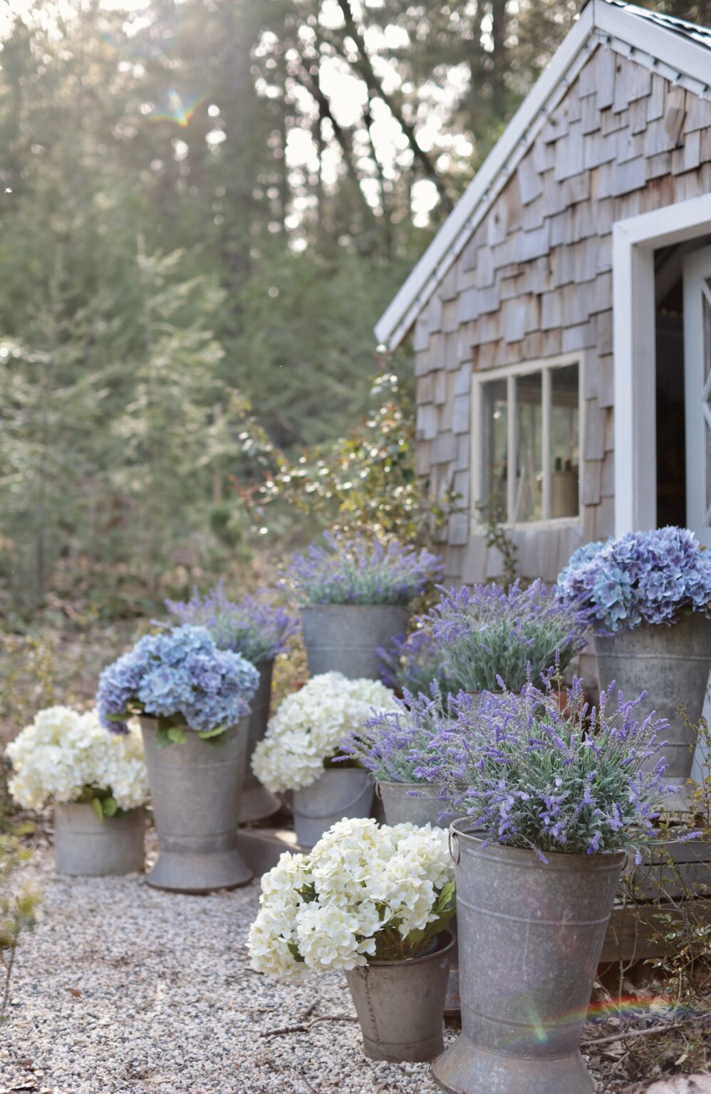 Beautiful Vintage Zinc Flower Buckets - French Country Cottage
