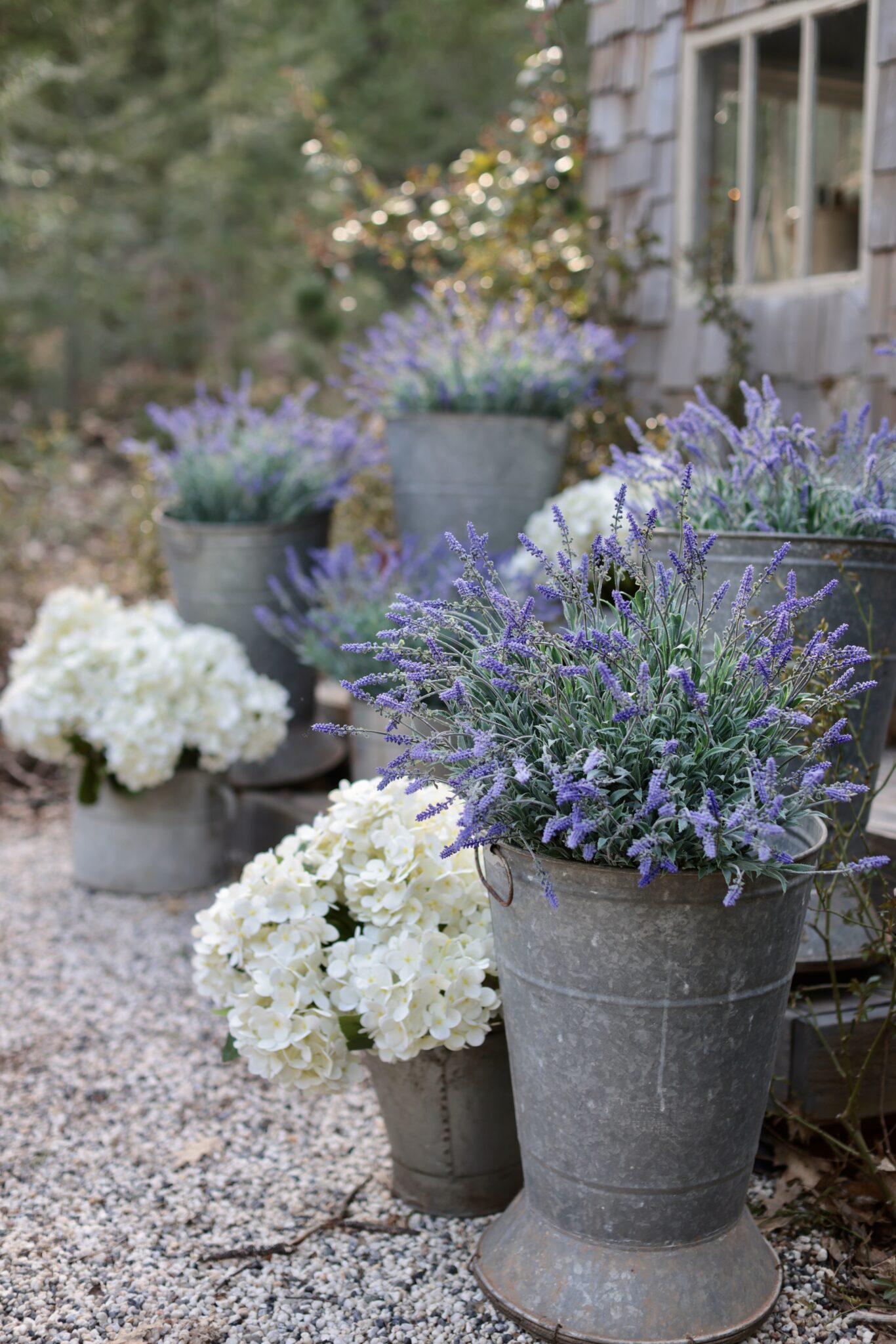 Beautiful Vintage Zinc Flower Buckets - French Country Cottage