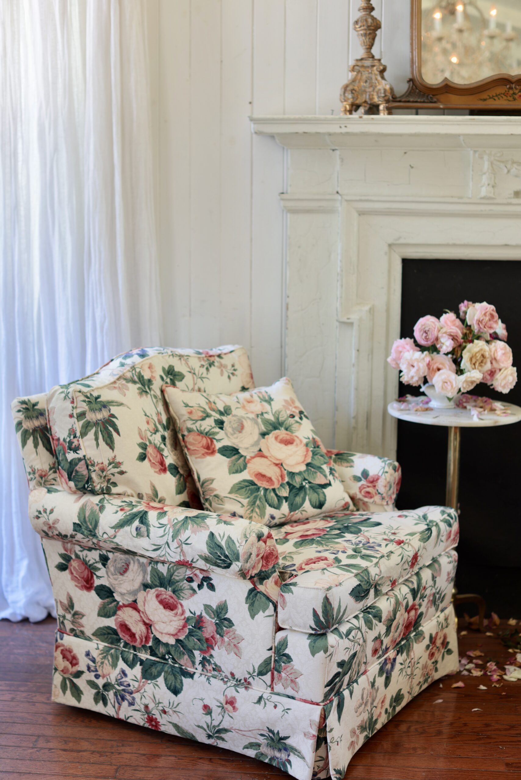 Beautiful Vintage English Cottage Floral Chairs - French Country Cottage