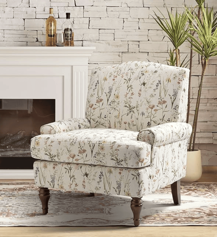 Beautiful Vintage English Cottage Floral Chairs - French Country Cottage