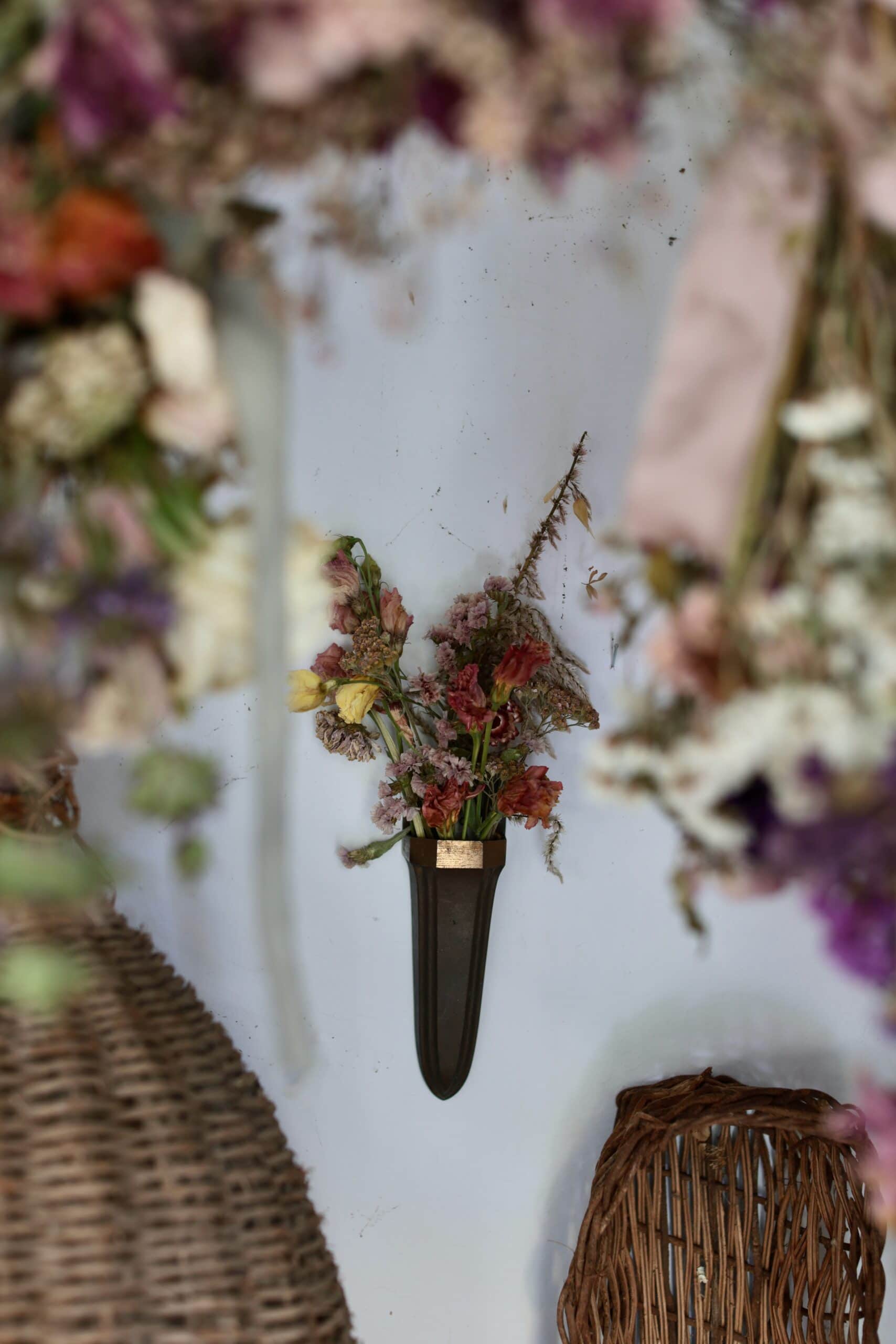 A Pair of Vintage Cast Iron Wall Vases - French Country Cottage