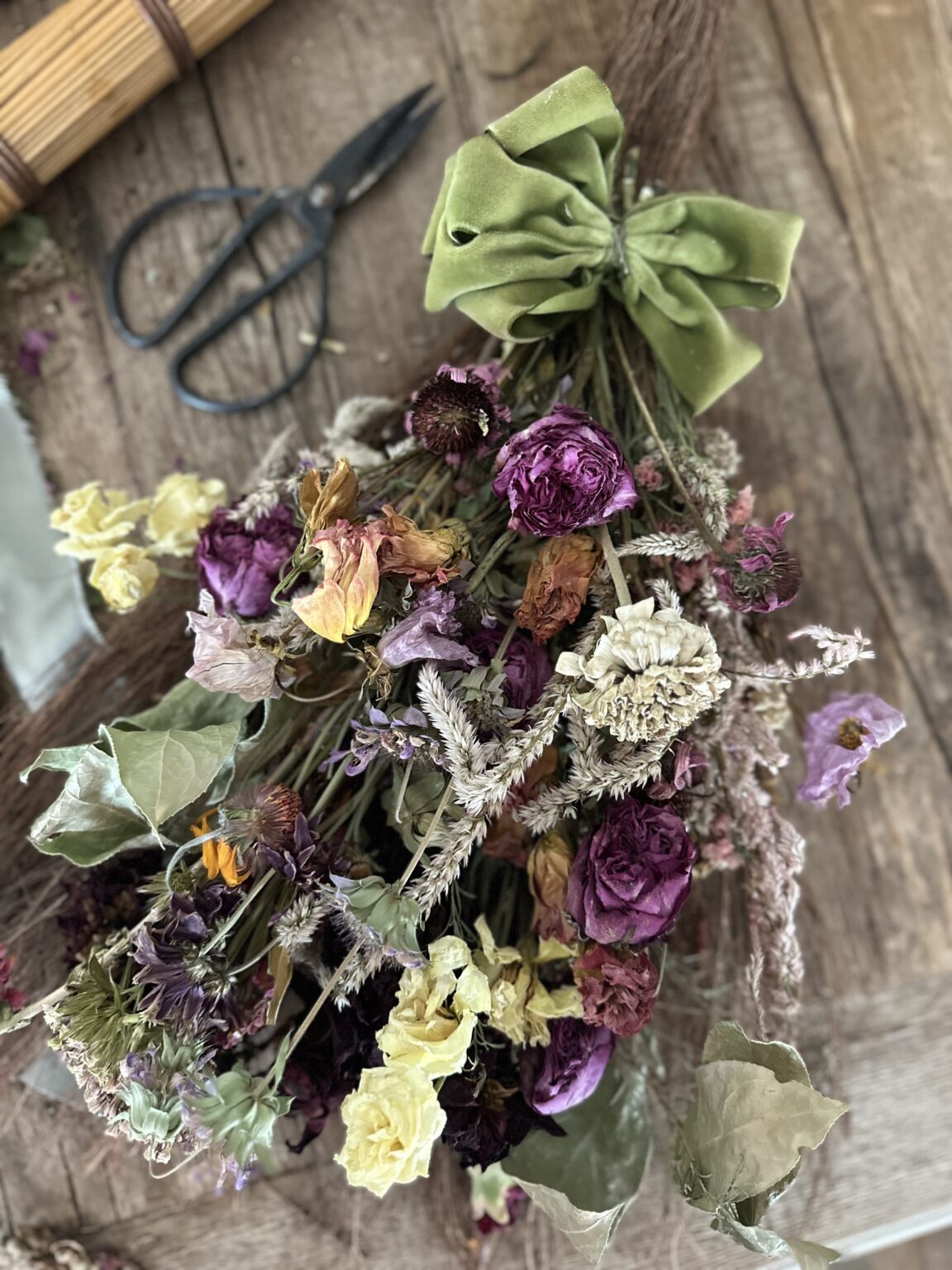 Beautiful DIY Dried or Fresh Autumn Florals Broom - French Country Cottage