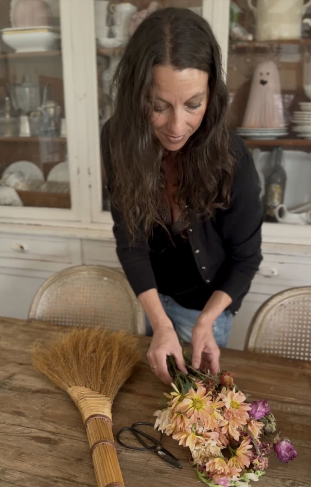Beautiful DIY Dried or Fresh Autumn Florals Broom - French Country Cottage