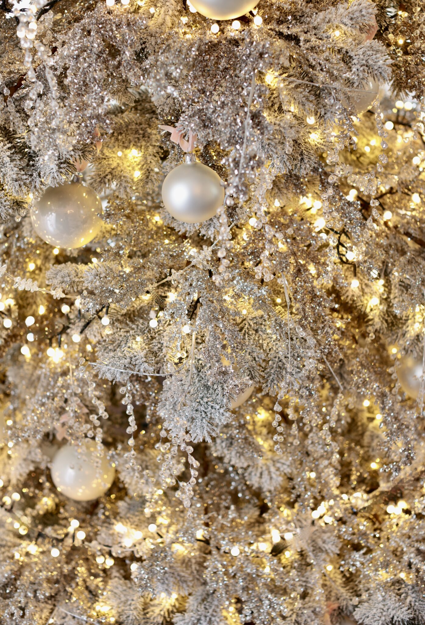 Beautiful Frosted Christmas Tree - French Country Cottage