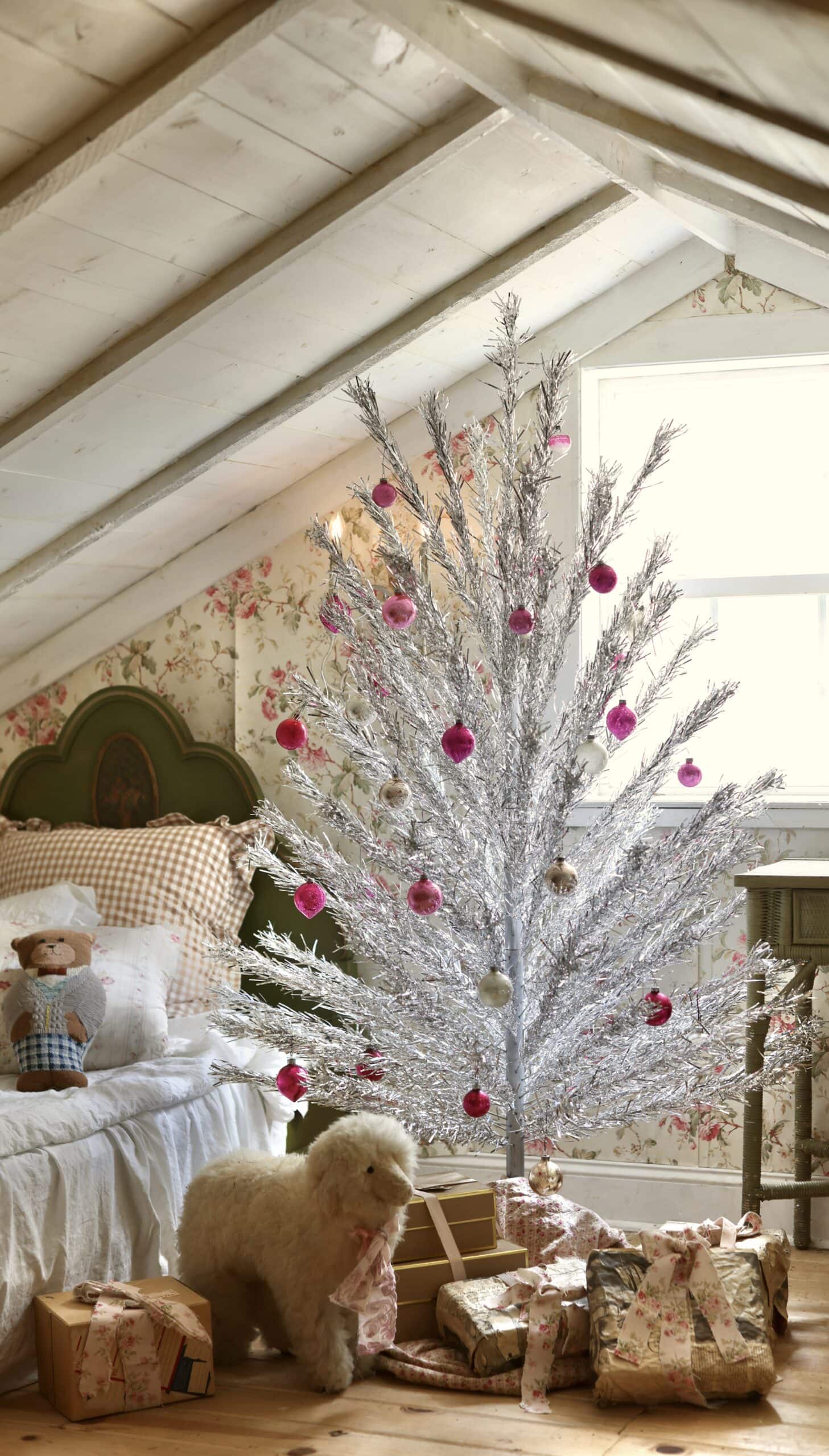Beautiful Vintage Tinsel Tree & Pretty Packages - French Country Cottage