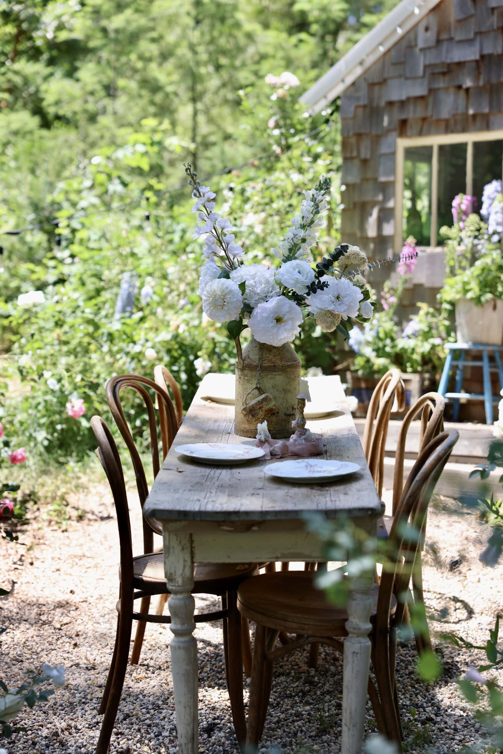 Beautiful Painted Vintage Farm Table - French Country Cottage