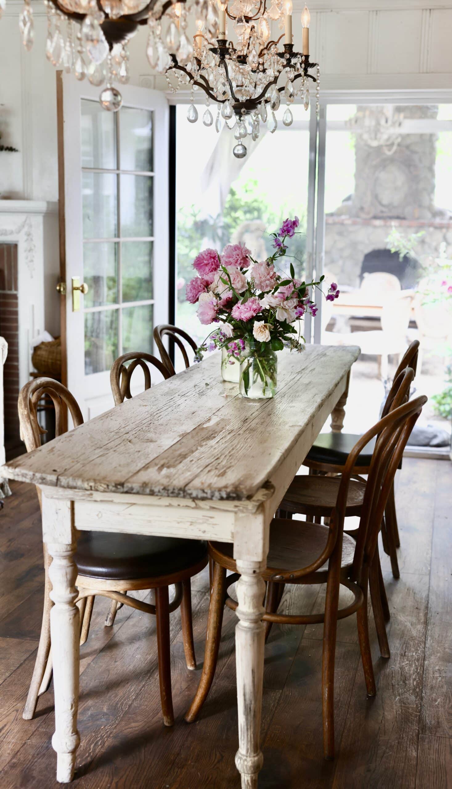Beautiful Painted Vintage Farm Table - French Country Cottage